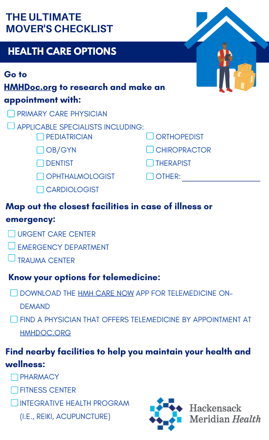 A checklist to use after moving, identifying all the doctors and ...
